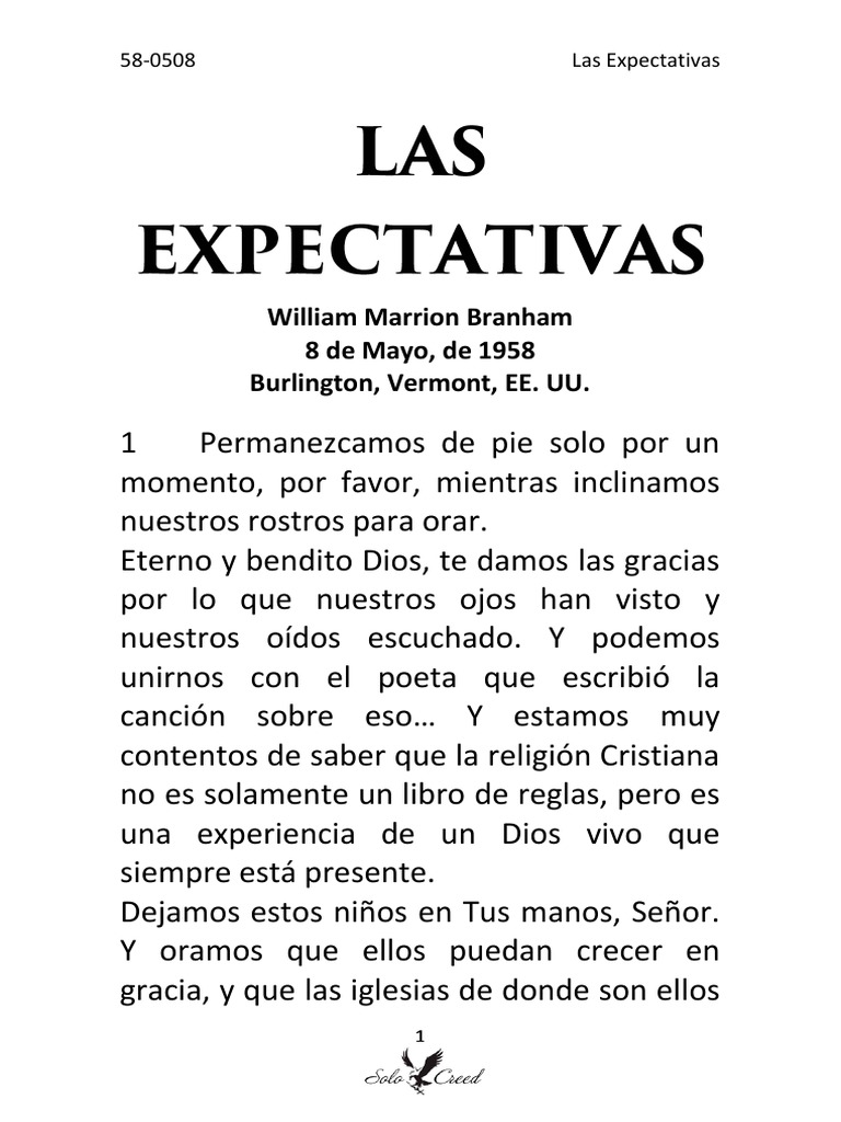 58-0508 La Expectacion Hub | PDF | Cristo (título) | espíritu Santo