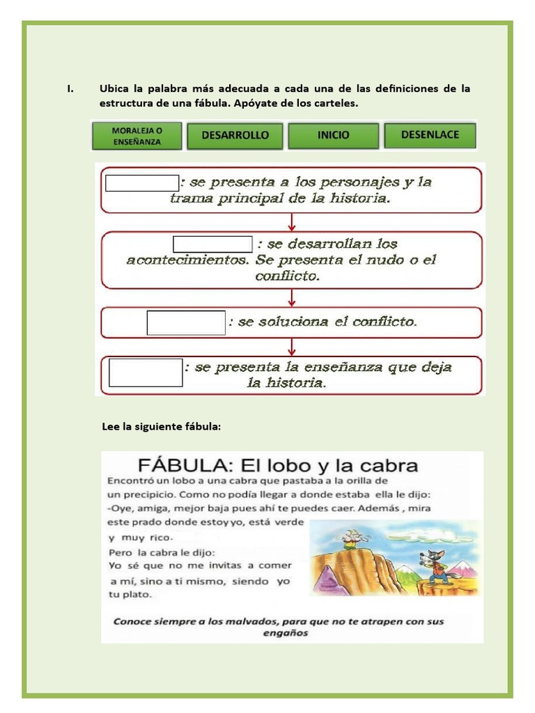 Estructura y análisis de fábulas | PDF | Estudios de idiomas ...