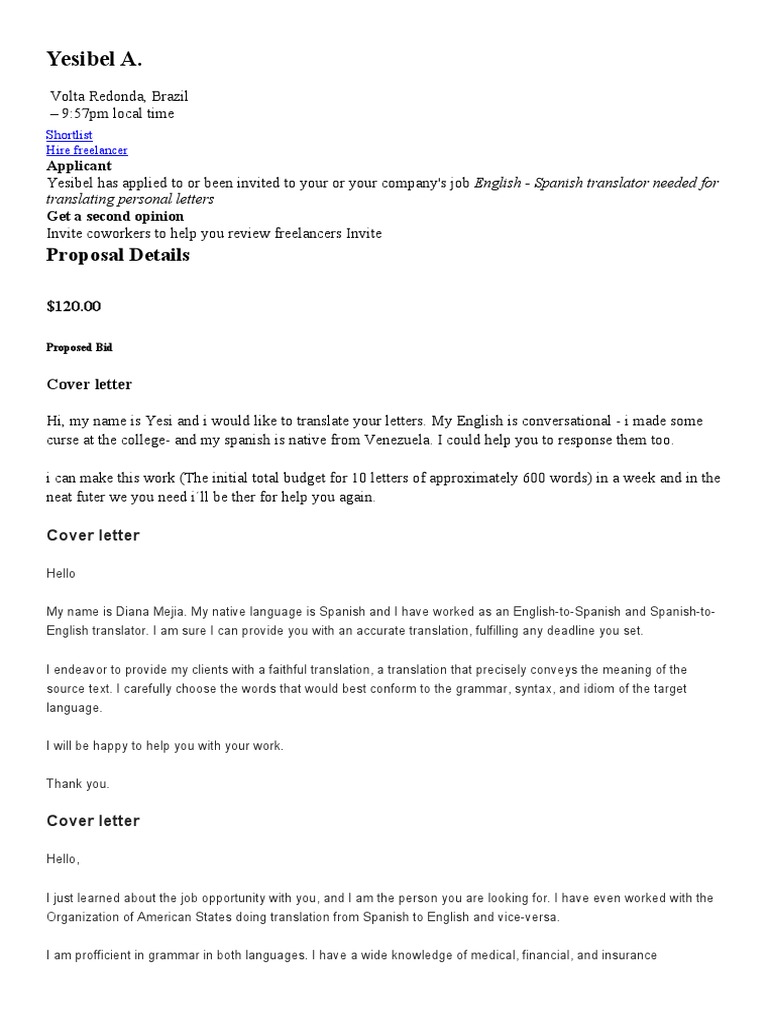 Cover Letter and Profile Examples | PDF | Translations | Search Engine ...