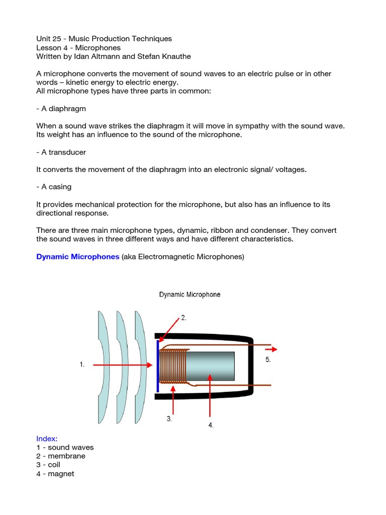 Dynamic Microphones : Index | PDF | Microphone | Electrical Engineering