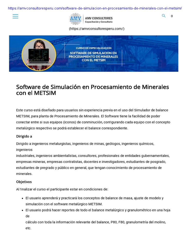 Software de Simulación en Procesamiento de Minerales Con El METSIM ...