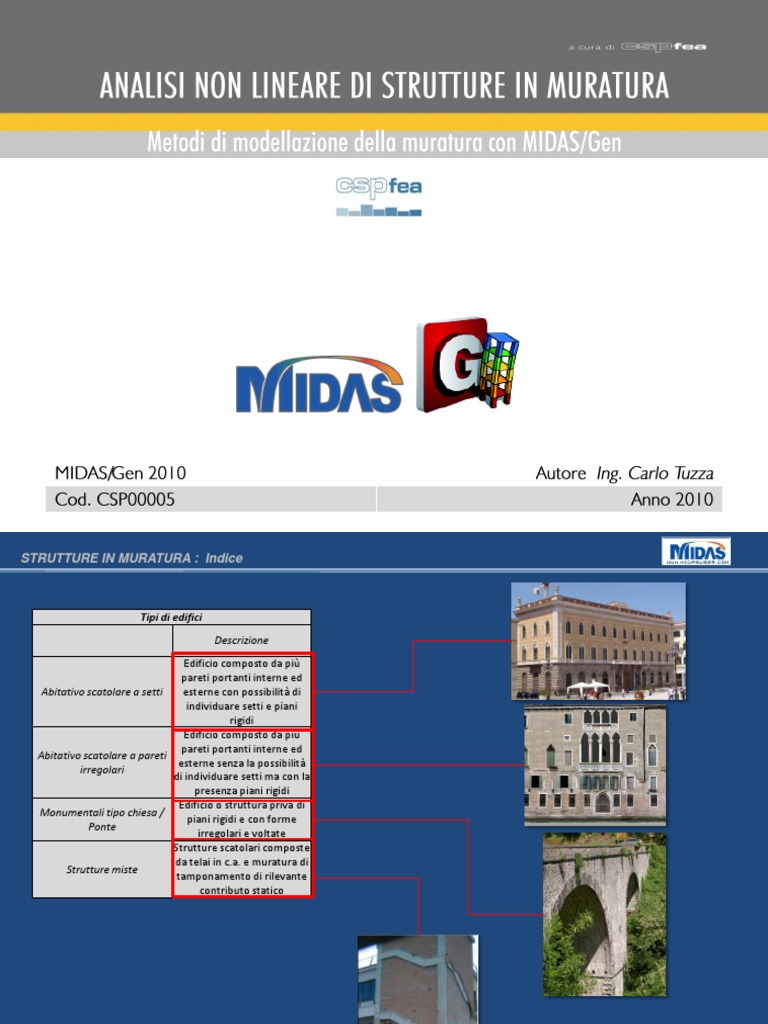 CSP00005 (GEN-Tutorial) Metodi Modellazione Muratura Midas | PDF