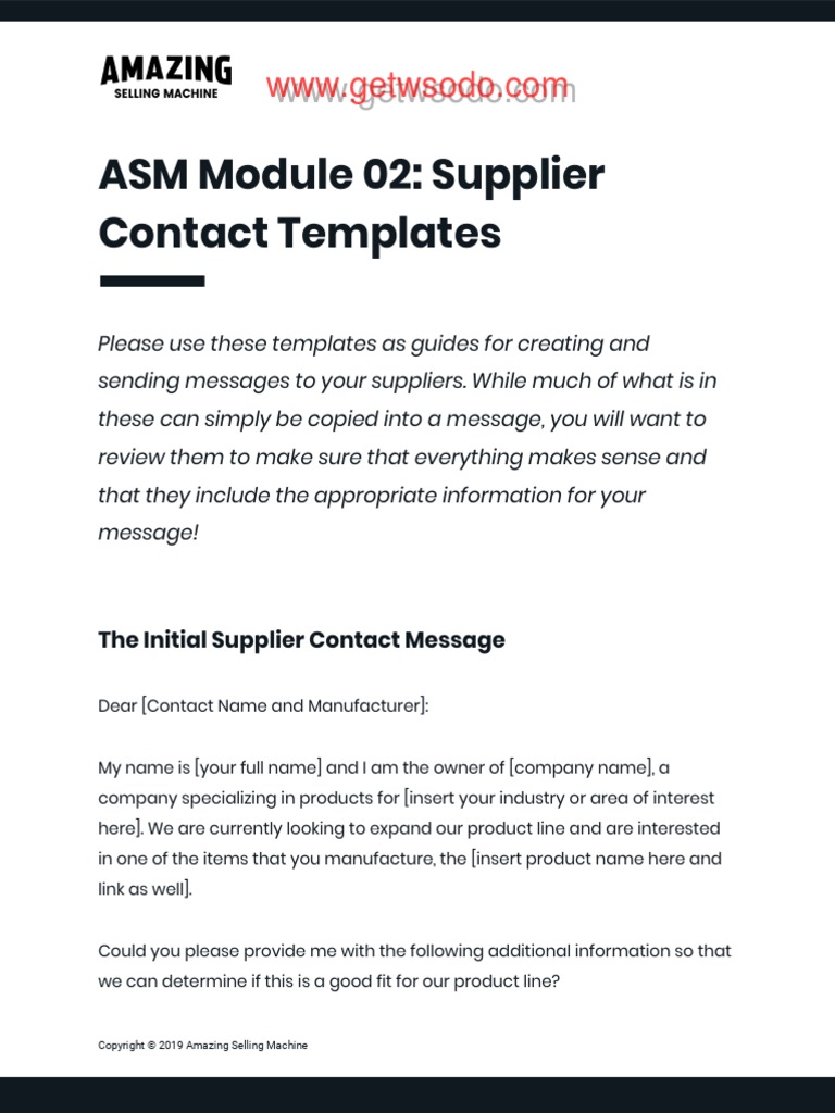 Supplier Contact Template | PDF | Economies | Business Process