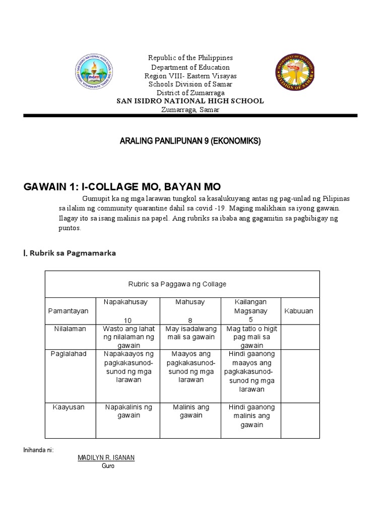 Performance Task Grade 9 | PDF