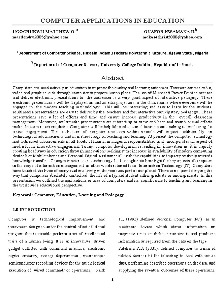 Applications of Computers in Education | PDF | Spreadsheet | Spss