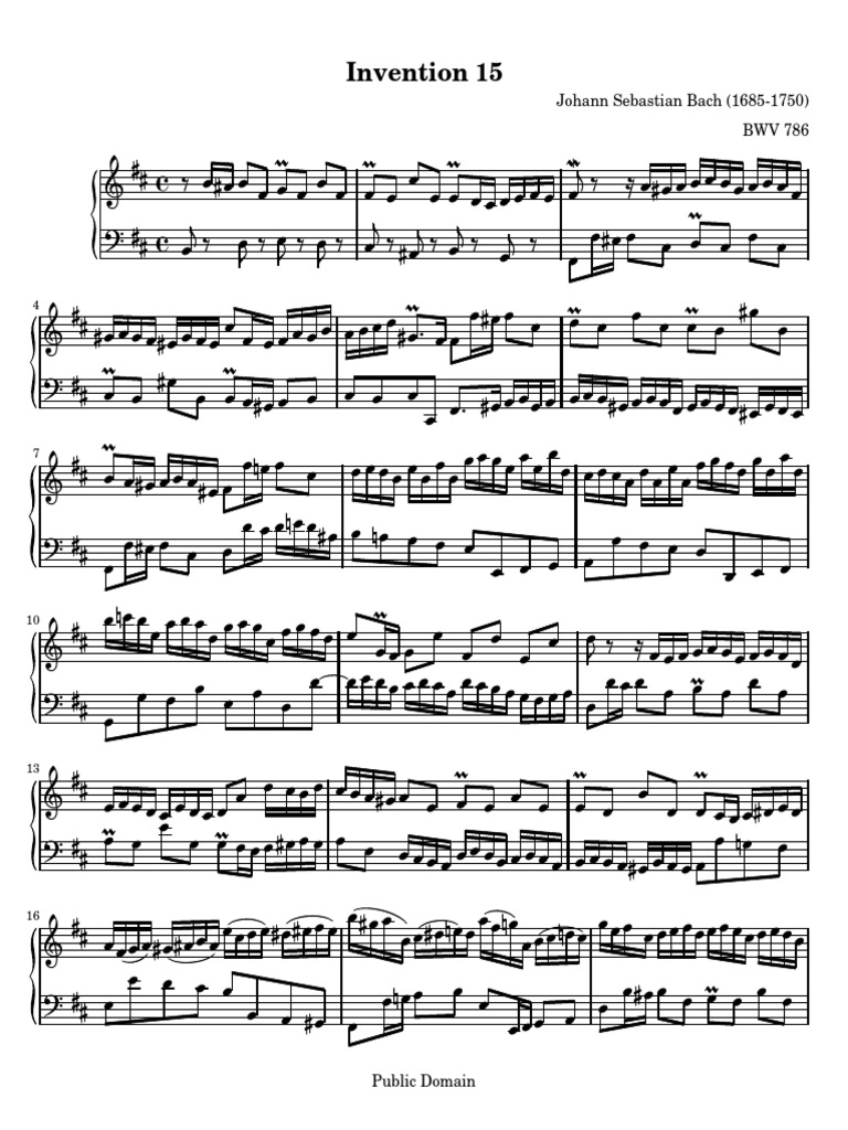 Bach Invention 15 Let | PDF | Johann Sebastian Bach | Familia de Bach