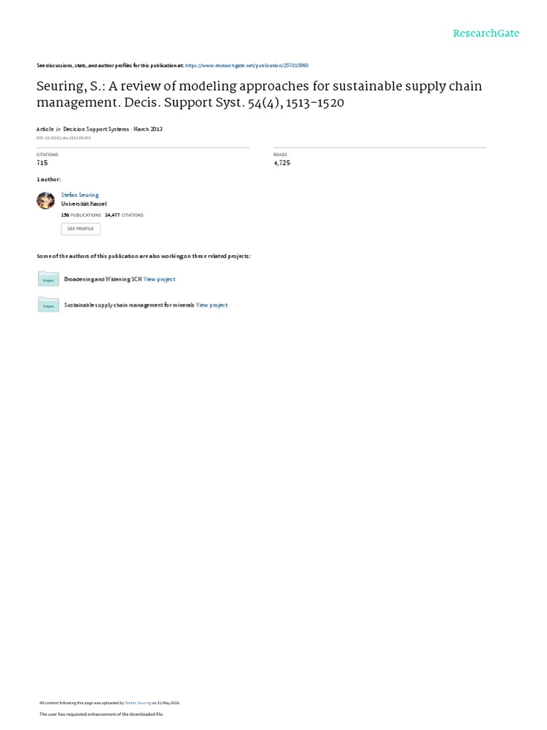 DSS Seuring SustSCM-models 2013 | Download Free PDF | Life Cycle ...