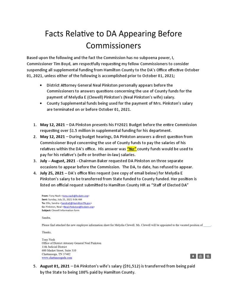 Commissioner Tim Boyd On D.A. Neal Pinkston | PDF | District Attorney ...