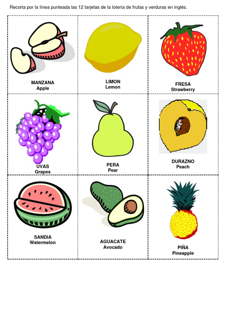 Loteria de Frutasy Verduras | PDF | Cocina vegana | Alimentos