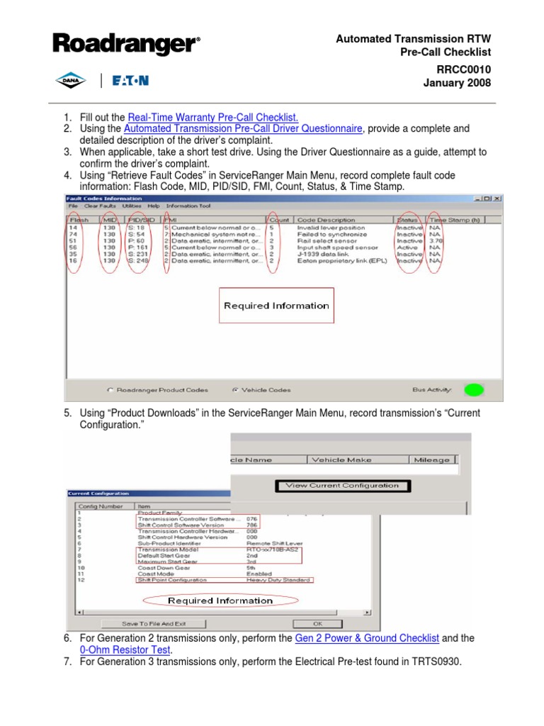 Automated Transmission RTW Checklist | PDF | Technology & Engineering ...