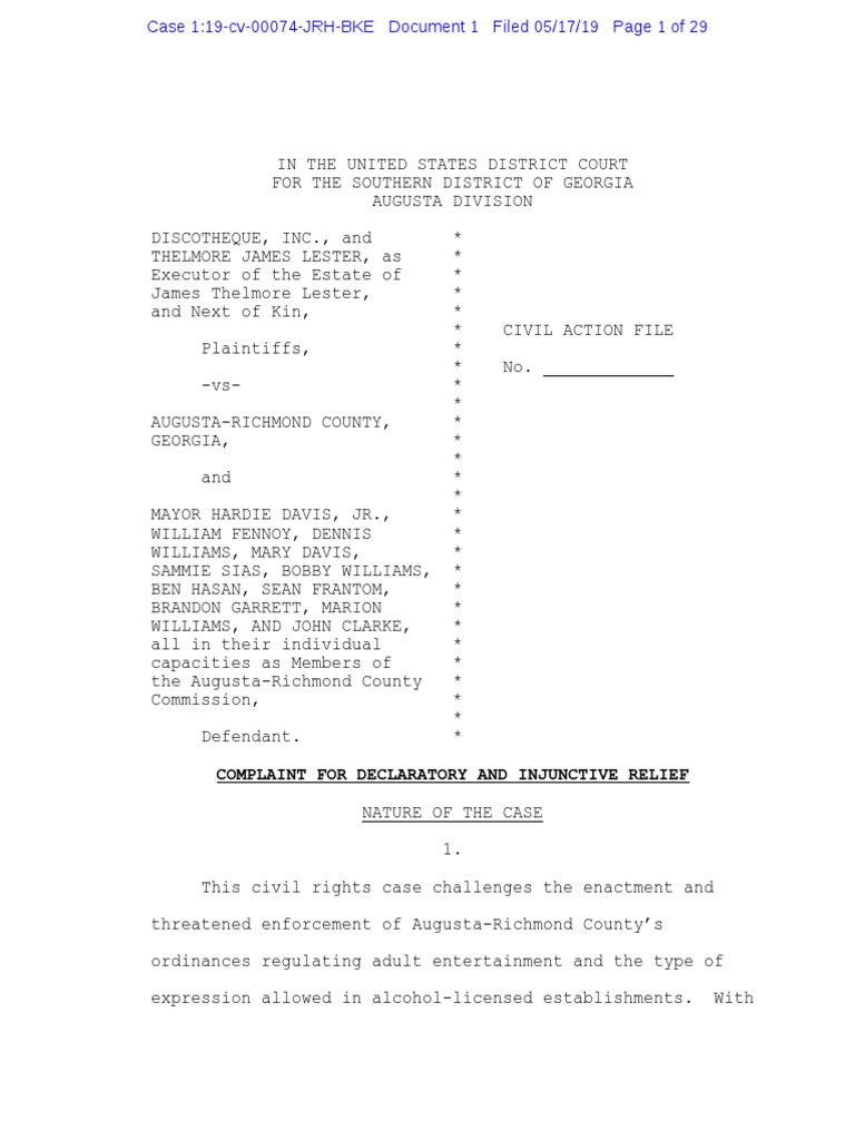 Complaint For Declaratory and Injunctive Relief | PDF | Lawsuit | Complaint