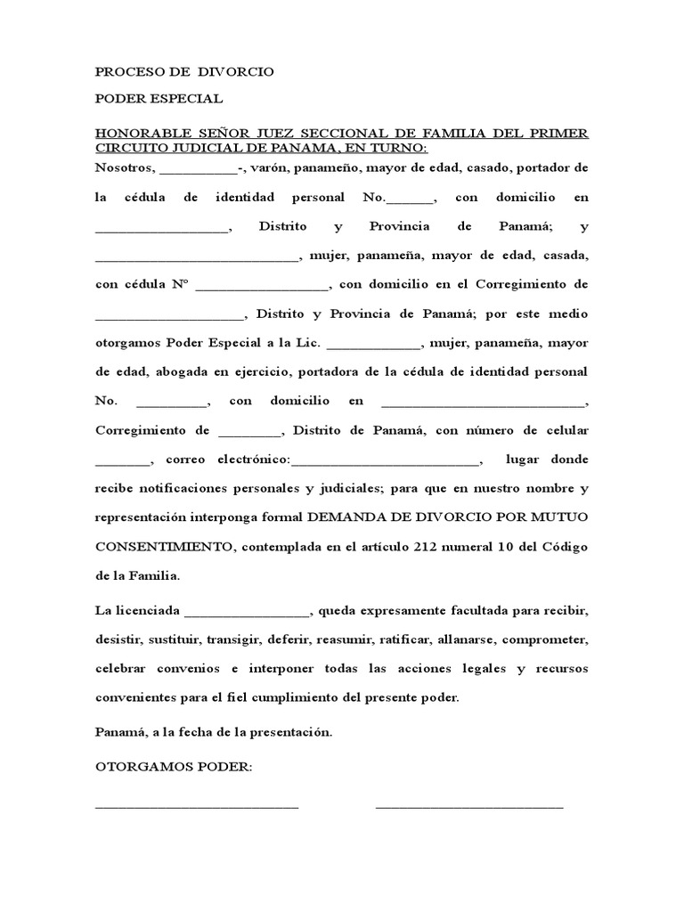 Demanda de Divorcio por Mutuo Acuerdo | PDF | Divorcio | Instituciones ...