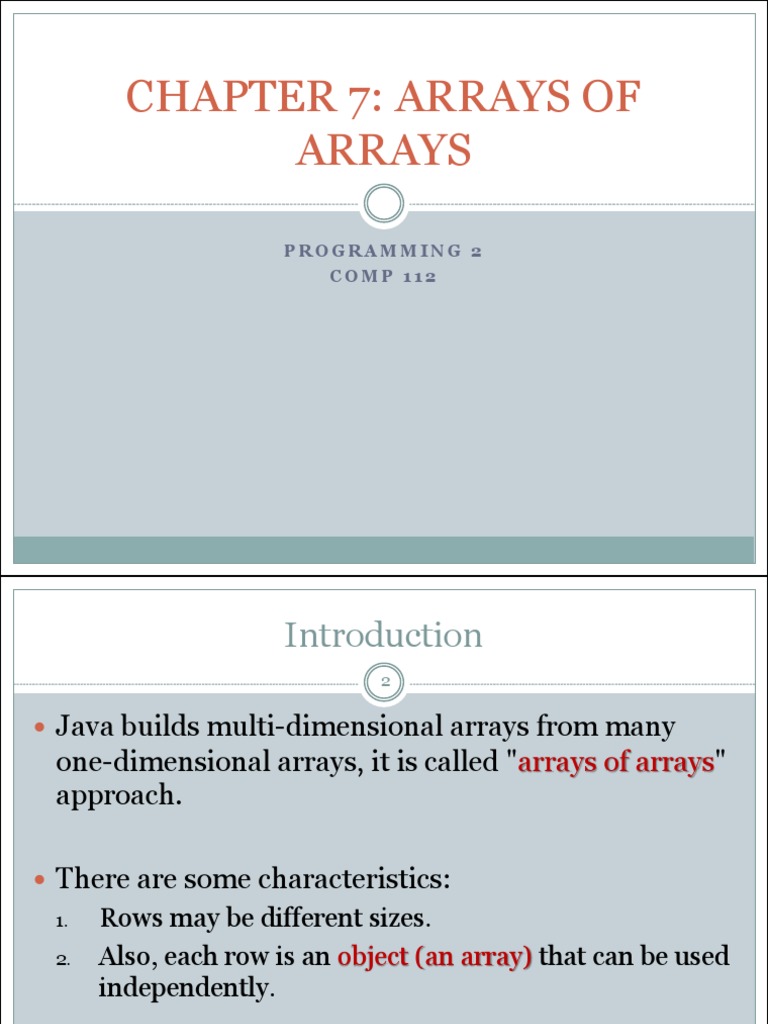 Chapter 7 Arrays Of Arrays Programming 2 Comp 112 Download Free Pdf Array Data Structure