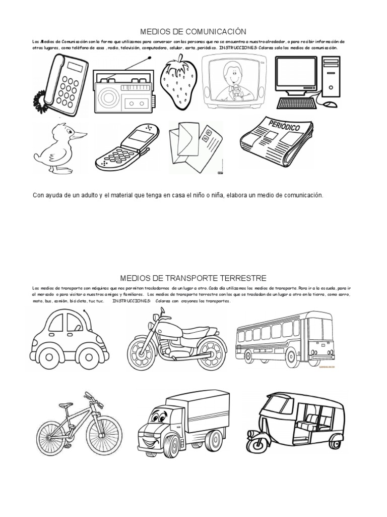 Hojas De Trabajo Sobre Transporte Para Niños En Edad Preescolar UNA