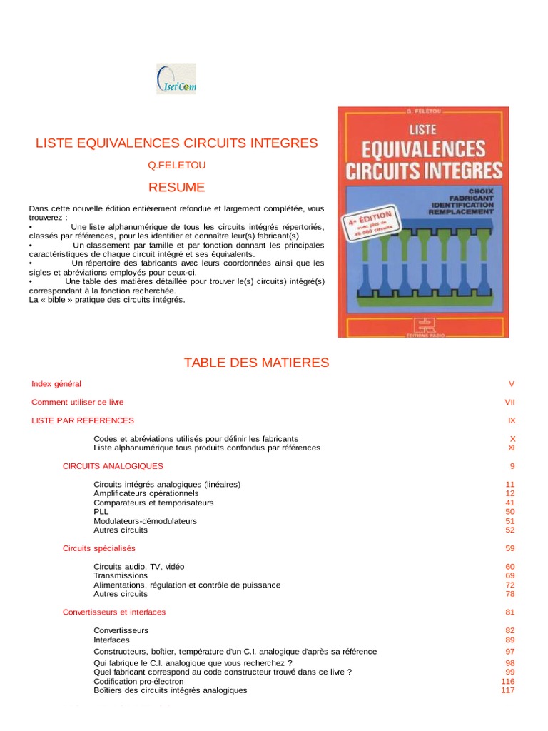 Liste des équivalences des circuits intégrés | PDF | Circuit intégré ...