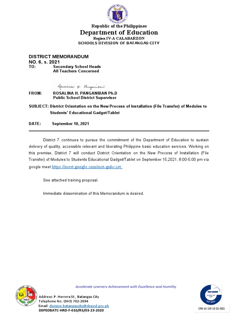District Orientation on Module Installation | PDF | Educational Technology