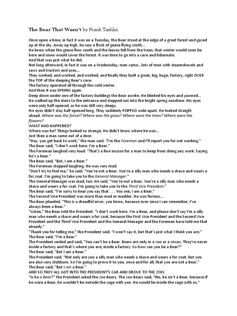 The Bear That Wasn't by Frank Tashlin: Flowers? | PDF