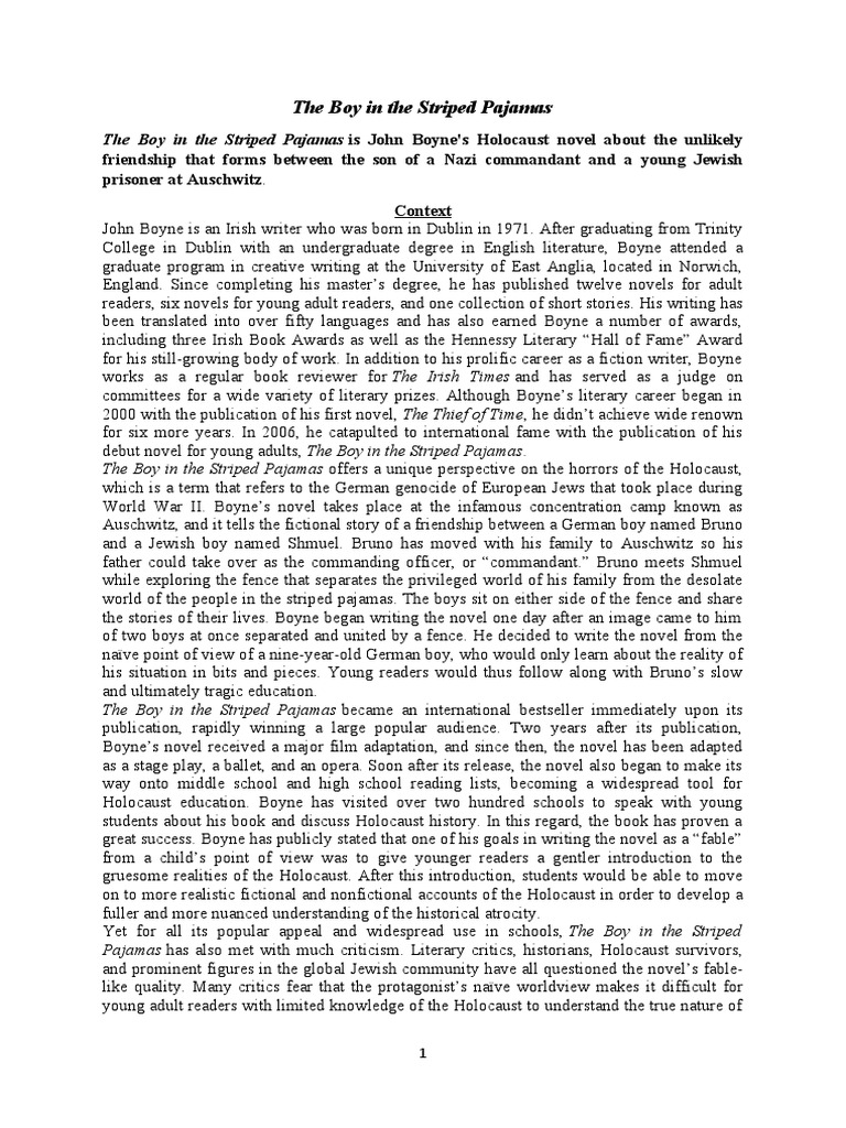 The Boy in The Striped Pajamas | PDF | Mystery, Thriller & Crime ...