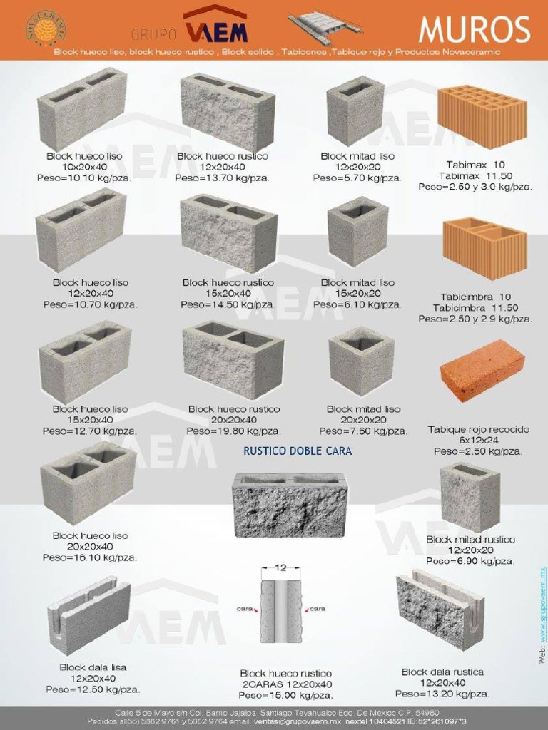 Dimensiones de Tabiques para Muros | PDF