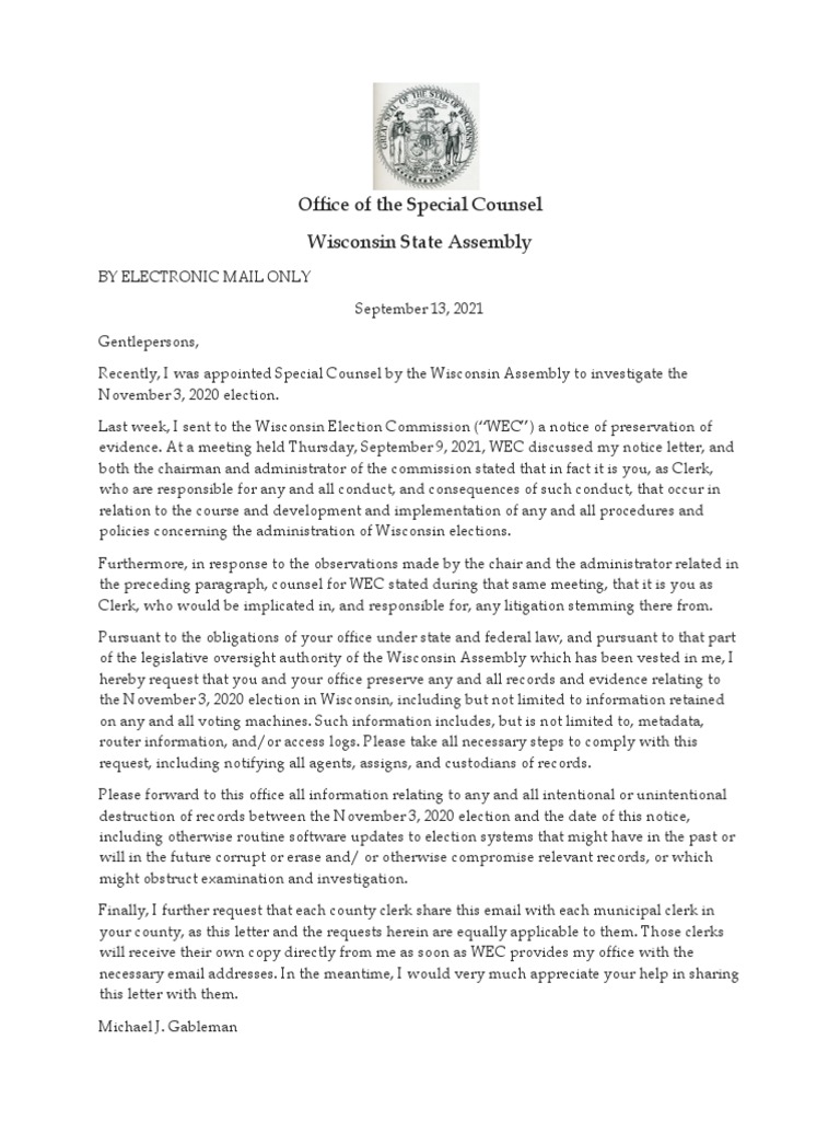 Preservation Letter | PDF | Government | Justice