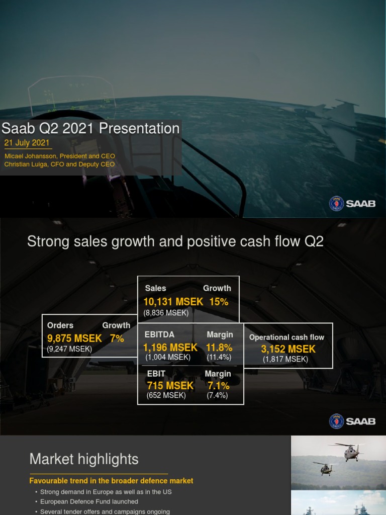 Saab Q2 2021 Financial Results | PDF | Sustainability | Economies