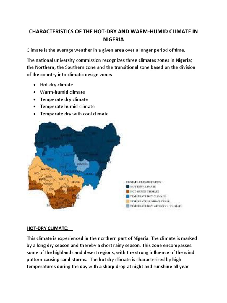 Characteristics of The Hot-Dry and Warm-Humid Climate in Nigeria | PDF ...