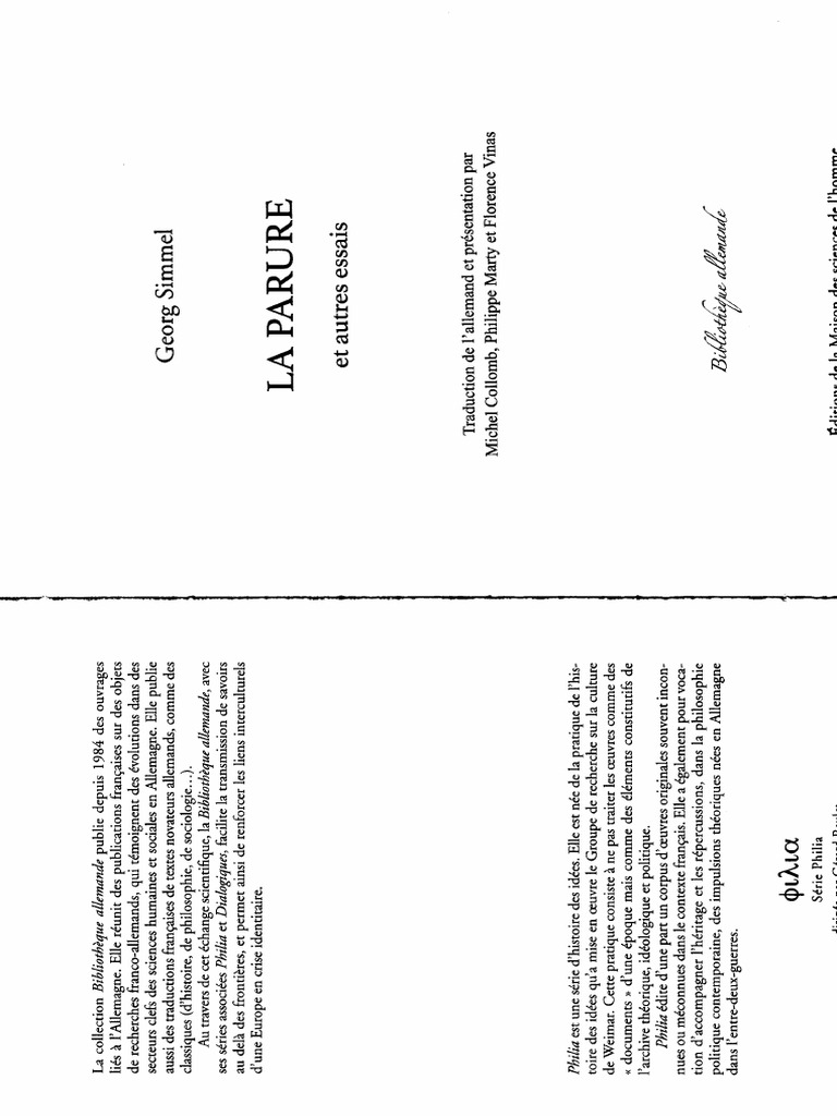 Georg Simmel La Parure | PDF