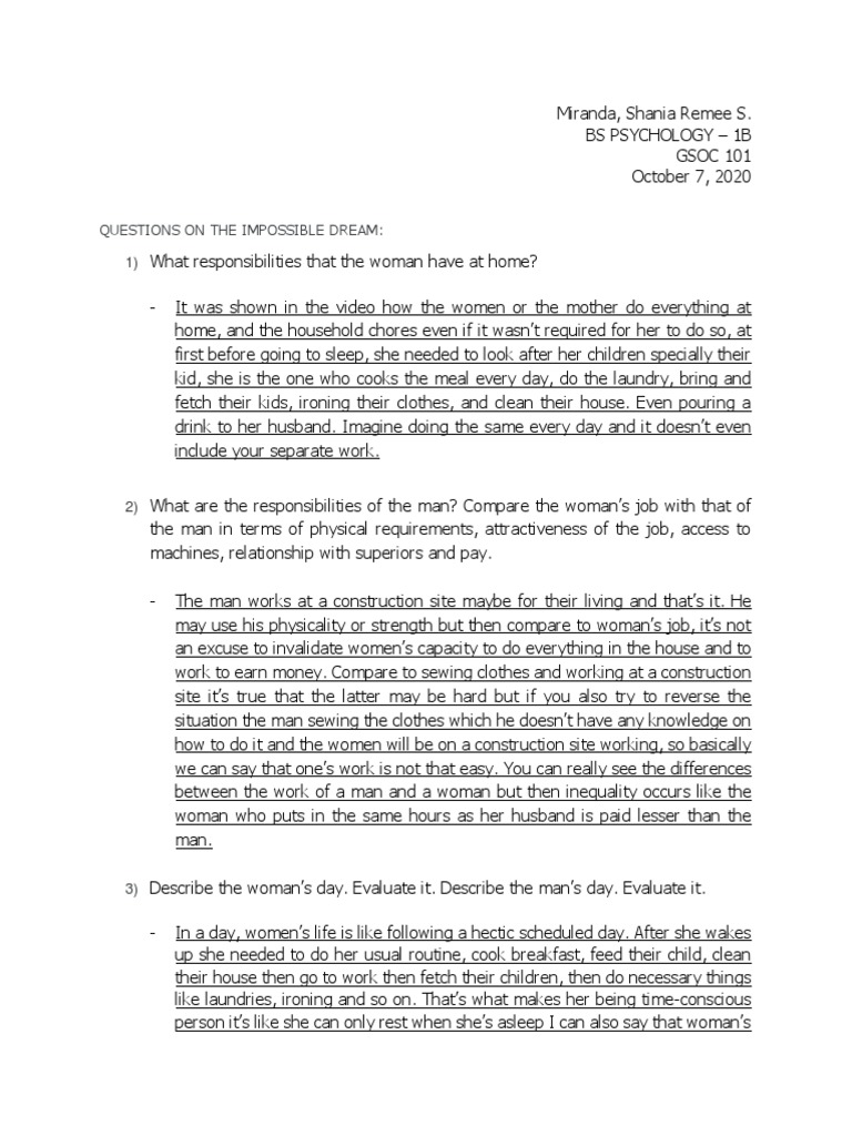 Gender Roles in Household Responsibilities | PDF | Gender | Gender Studies