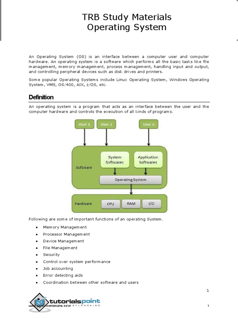 TRB Study Materials Operating System: WWW - Governmentexams.co - in 1 ...