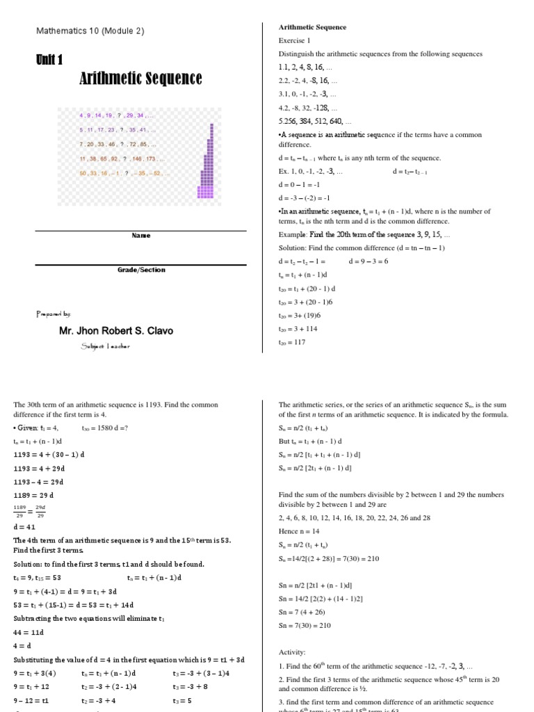 Understanding Arithmetic Sequences | PDF | Mathematics | Mathematical Objects