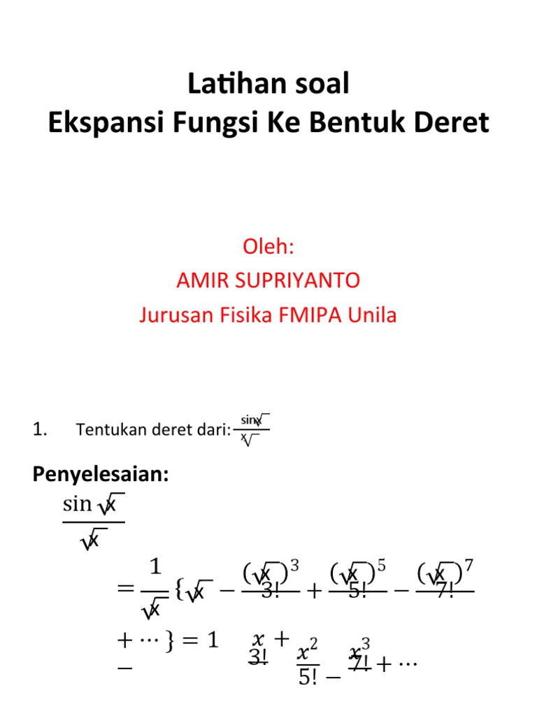 Latihan Soal Ekspansi Fungsi Ke Bentuk Deret | PDF