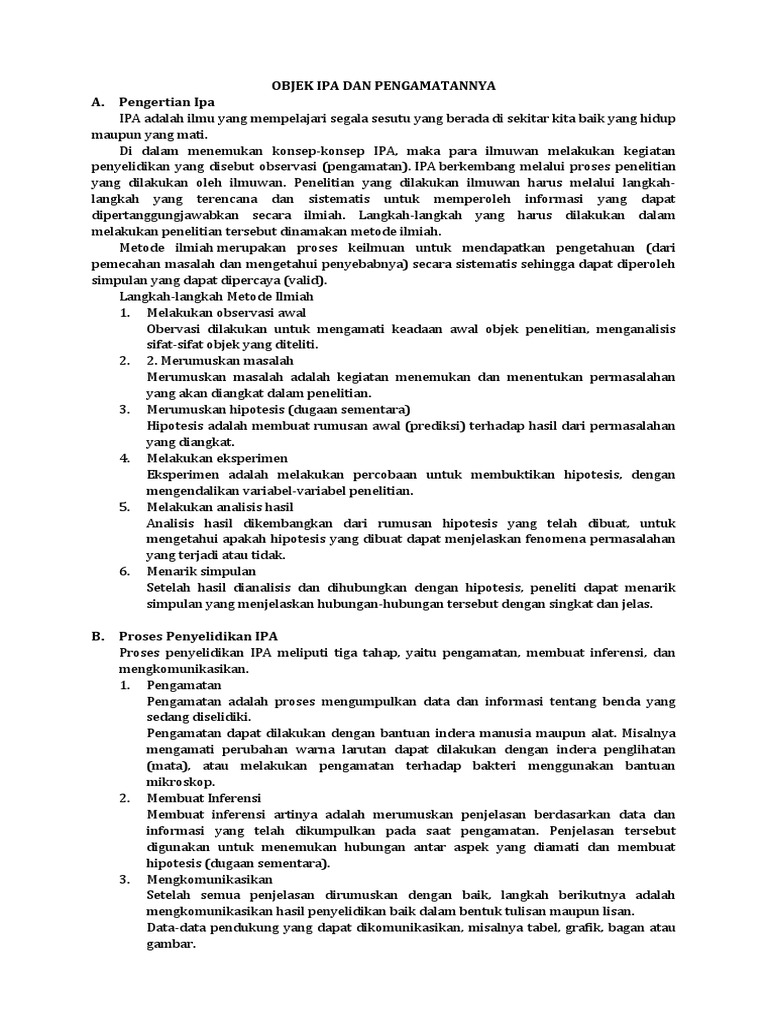Objek Ipa Dan Pengamatannya | PDF