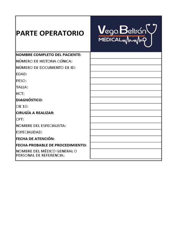 Formato de Parte OPeratorio | PDF
