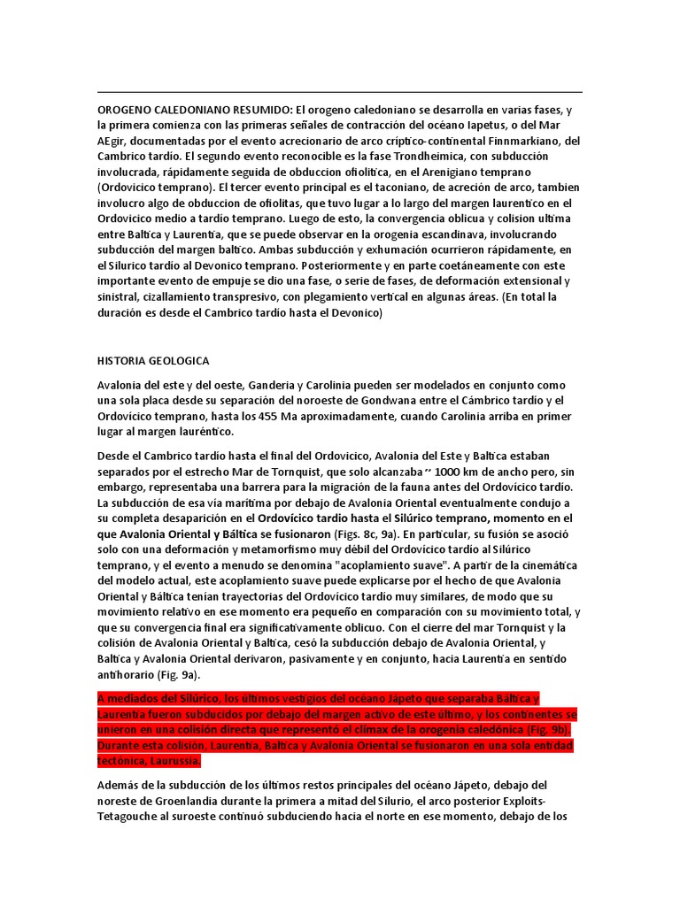Orogeno Caledoniano Leccion | PDF | Roca (geología) | Geología