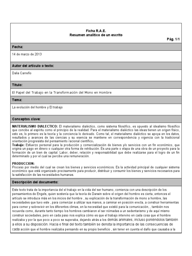 Ficha Rae | PDF | Dialéctico | Materialismo