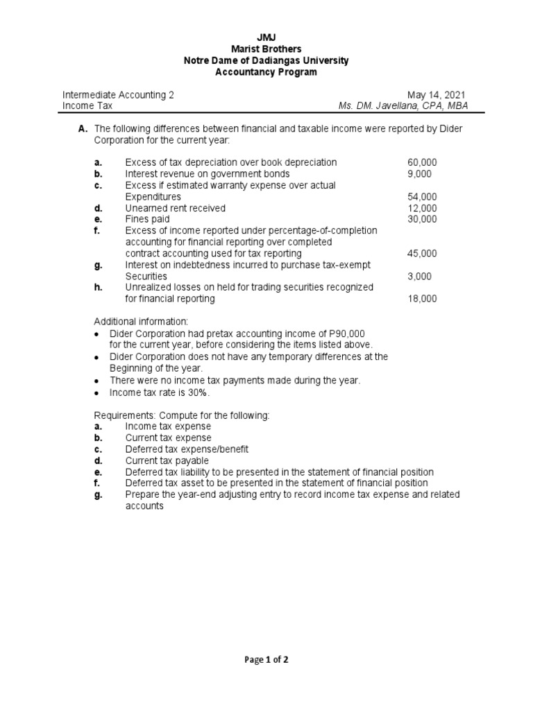 Practice Test 5.2 Income Tax | PDF | Expense | Tax Expense