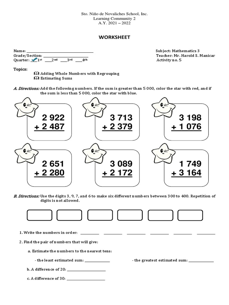 Worksheet: ST ND RD TH | PDF