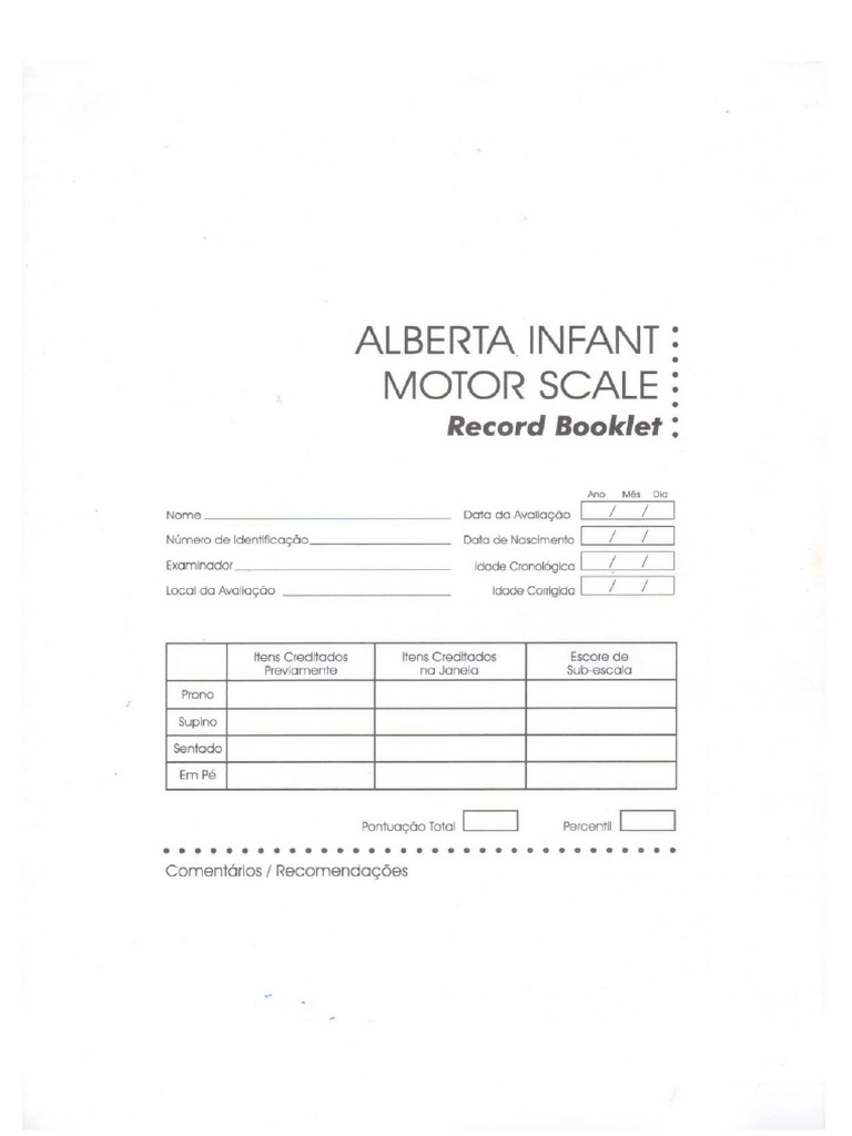 Alberta Infant Motor Scale (AIMS) | PDF