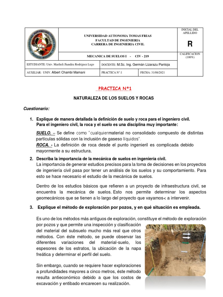 Pract.1 Rodriguez Lugo Mariheli Jhandira Civ-219 | PDF | Roca (geología) | Caliza