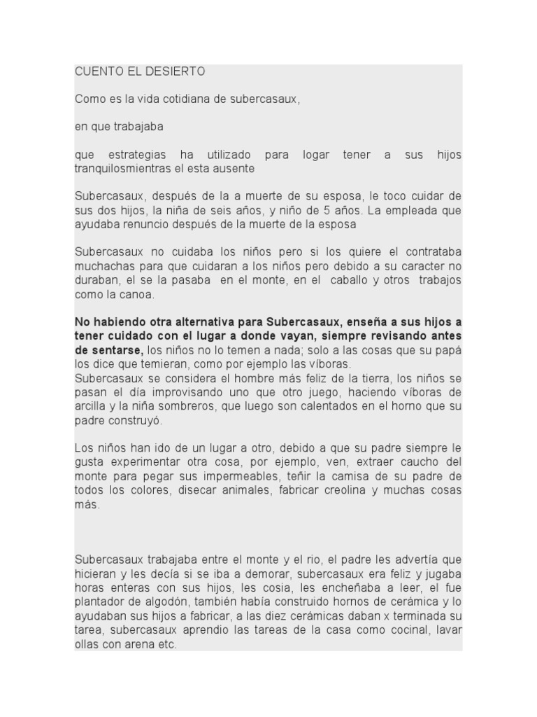 Cuento El Desierto | PDF