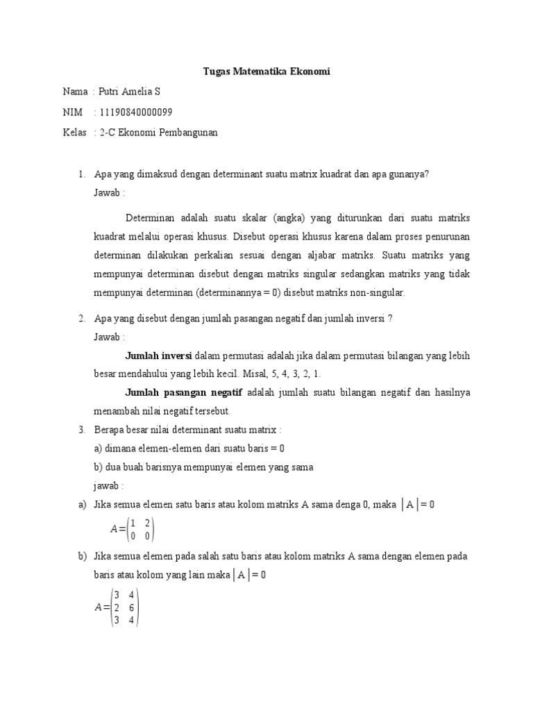 Determinan Matriks dan Aplikasinya | PDF | Metode & Bahan Ajar