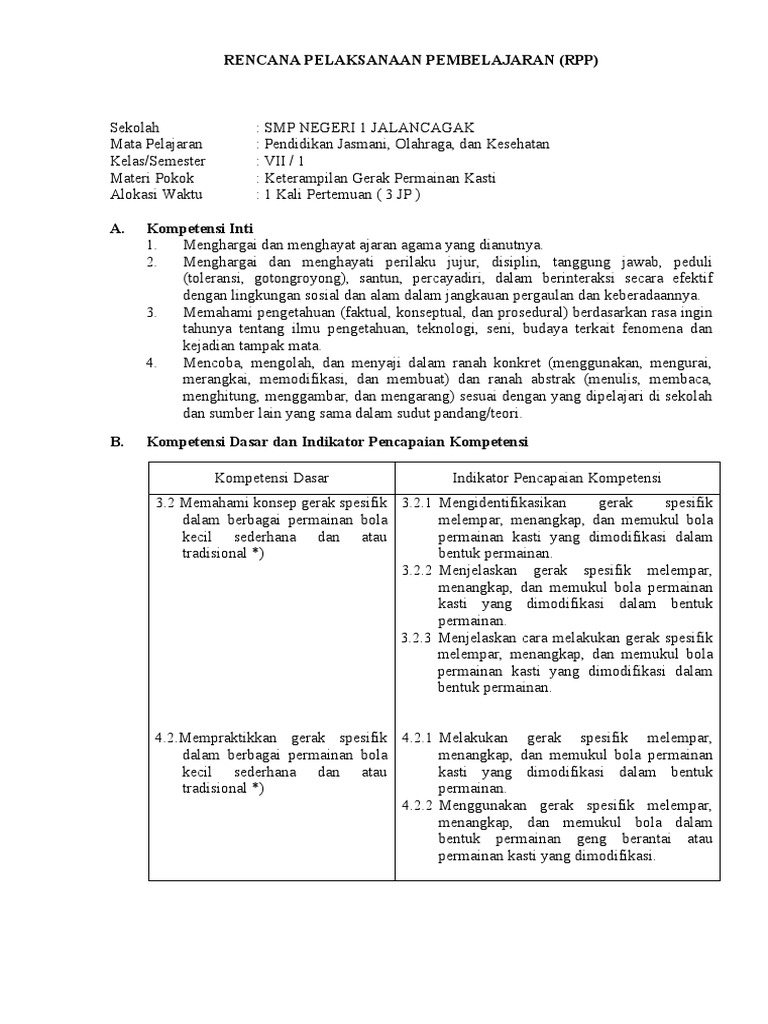 02 RPP Permainan Kasti | PDF