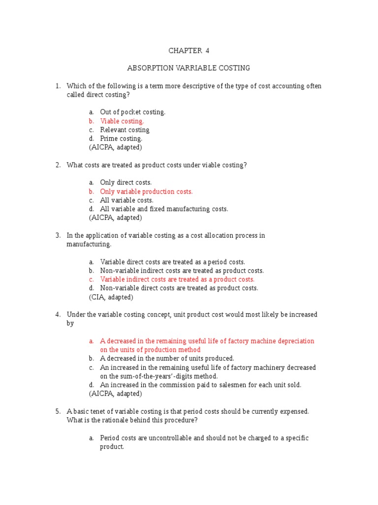 Absorption Variable Costing | PDF | Gross Margin | Inventory