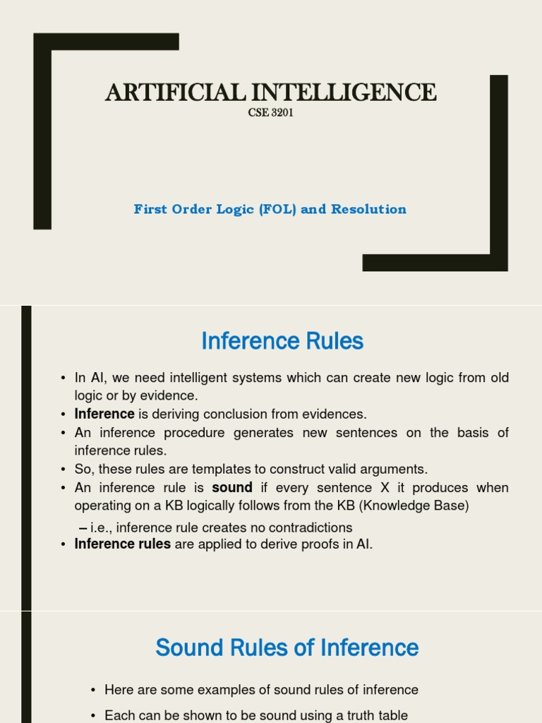 Artificial Intelligence: First Order Logic (FOL) and Resolution | PDF ...