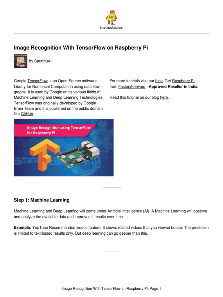 Image Recognition With TensorFlow On Raspberry Pi | PDF | Deep Learning ...