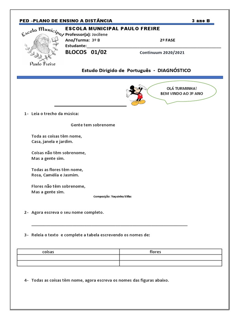 Ativ. Portugues 3 Ano B | PDF