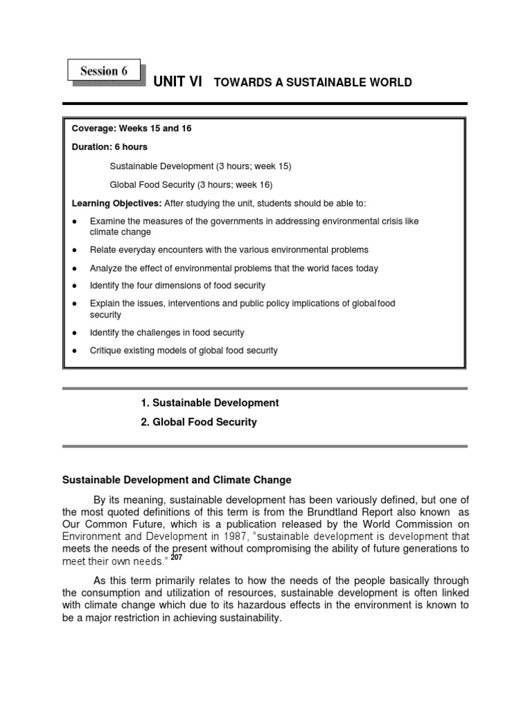 Sustainable Development and Food Security | PDF | Sustainability | Food ...