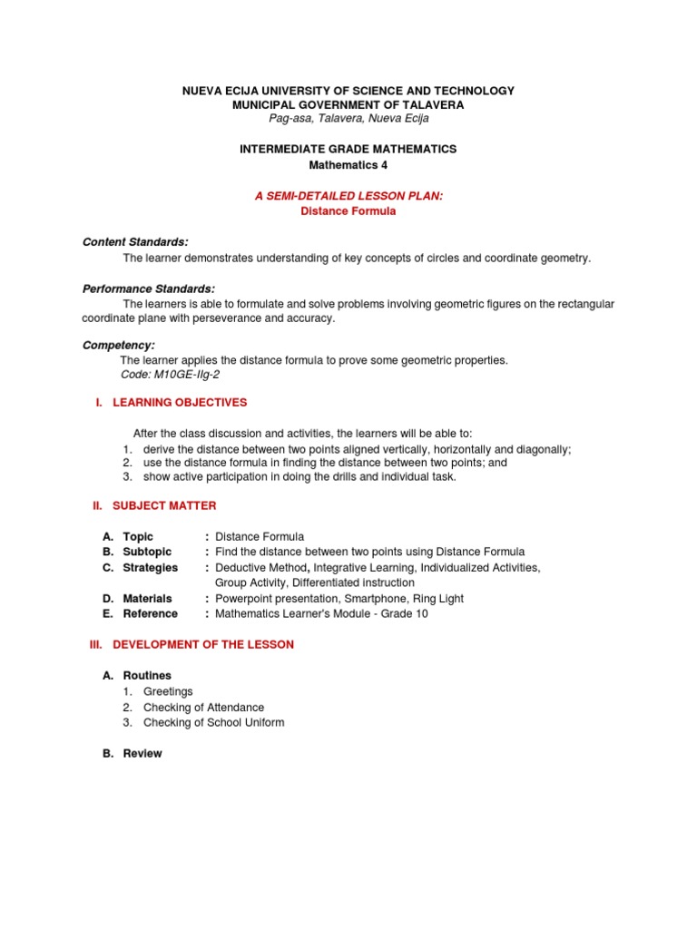 Sample Lesson PLan | PDF | Geometry | Learning
