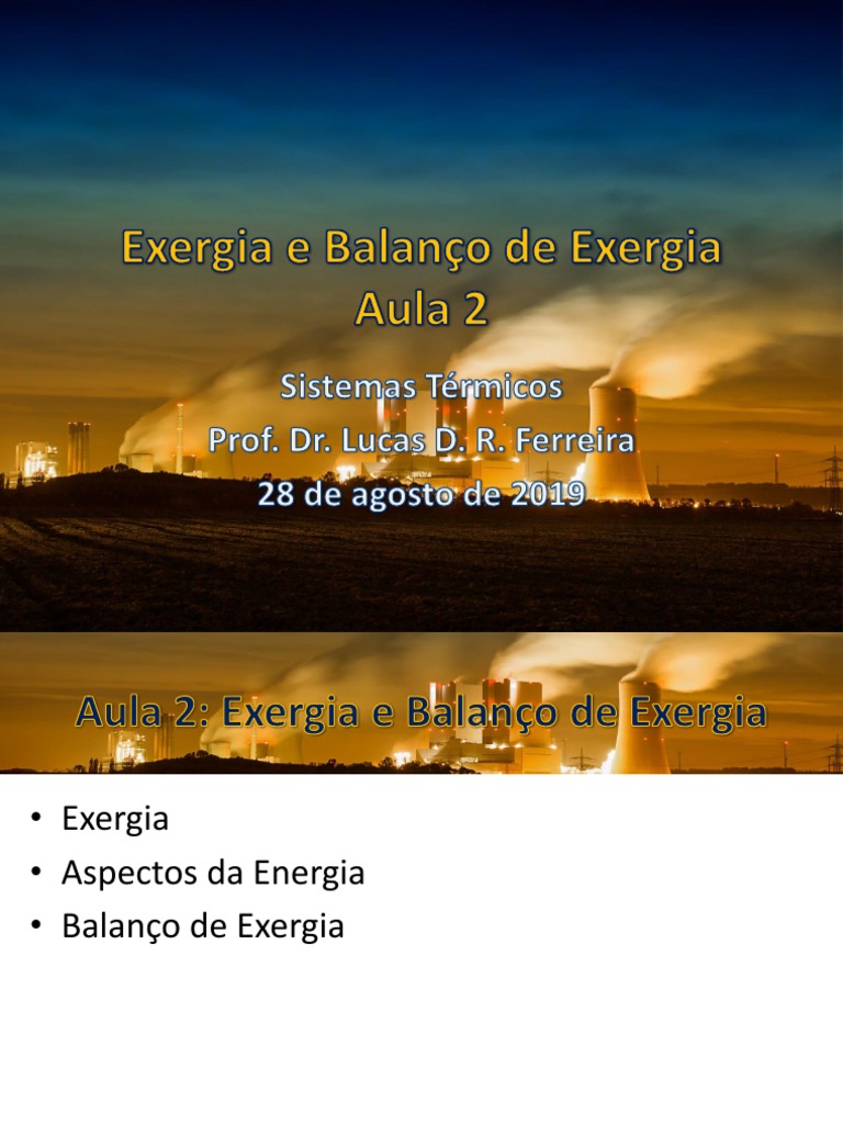 Exergia e Balanço de Exergia | PDF | Exergia | Termodinâmica