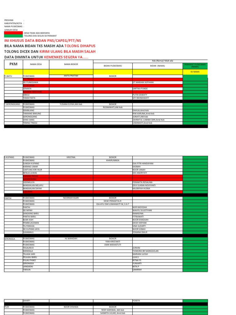 Data Bidan Dan Perawat Untuk Kemenkes | PDF